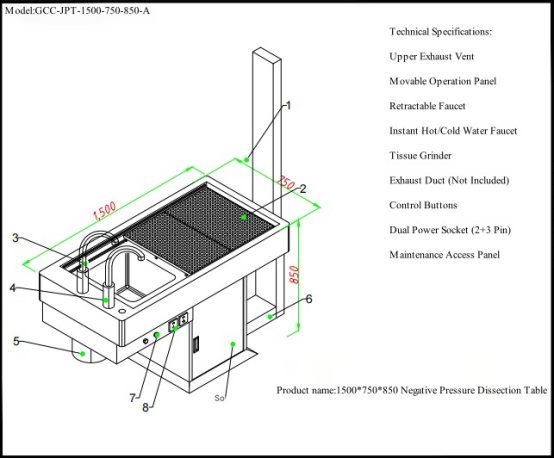 GCC-JPT-1500-750-850-A Detailed Introduction to Negative Pressure Dissection Table Design ...